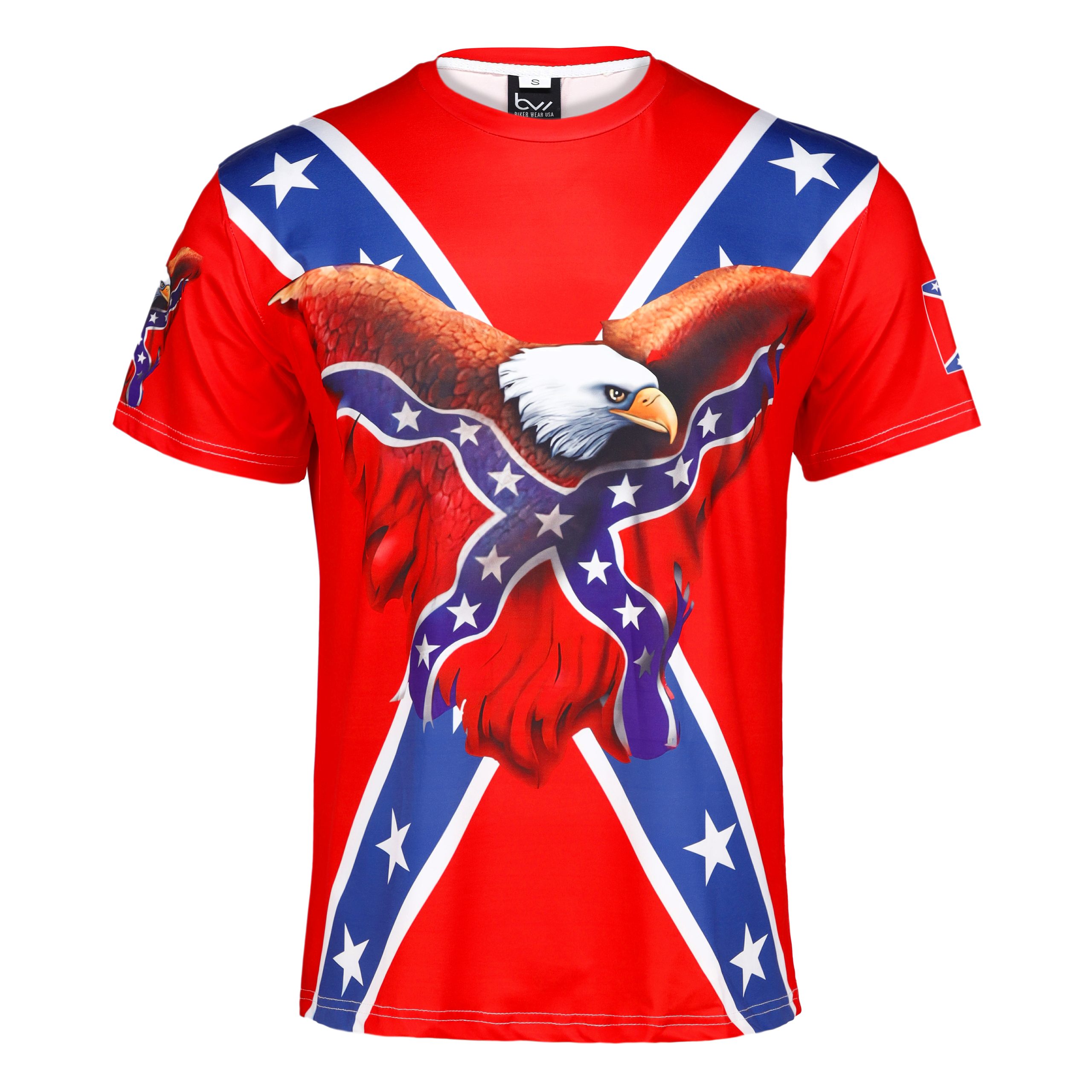 Rebel Flag with American Eagle T-Shirt - Biker Wear USA