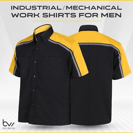 Men's Industrial/Mechanical Work Shirt With Shoulder Reflective Lining ...