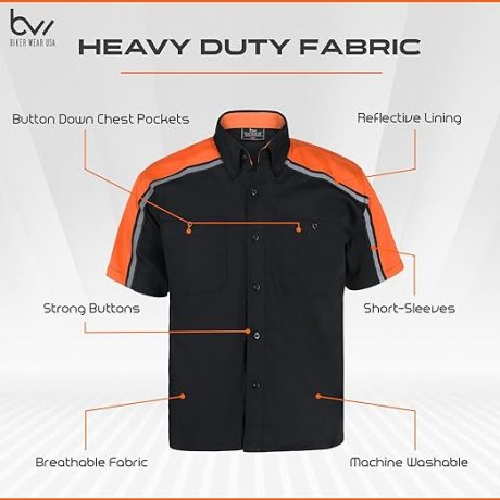 Men's Industrial/Mechanical Work Shirt With Shoulder Reflective Lining ...